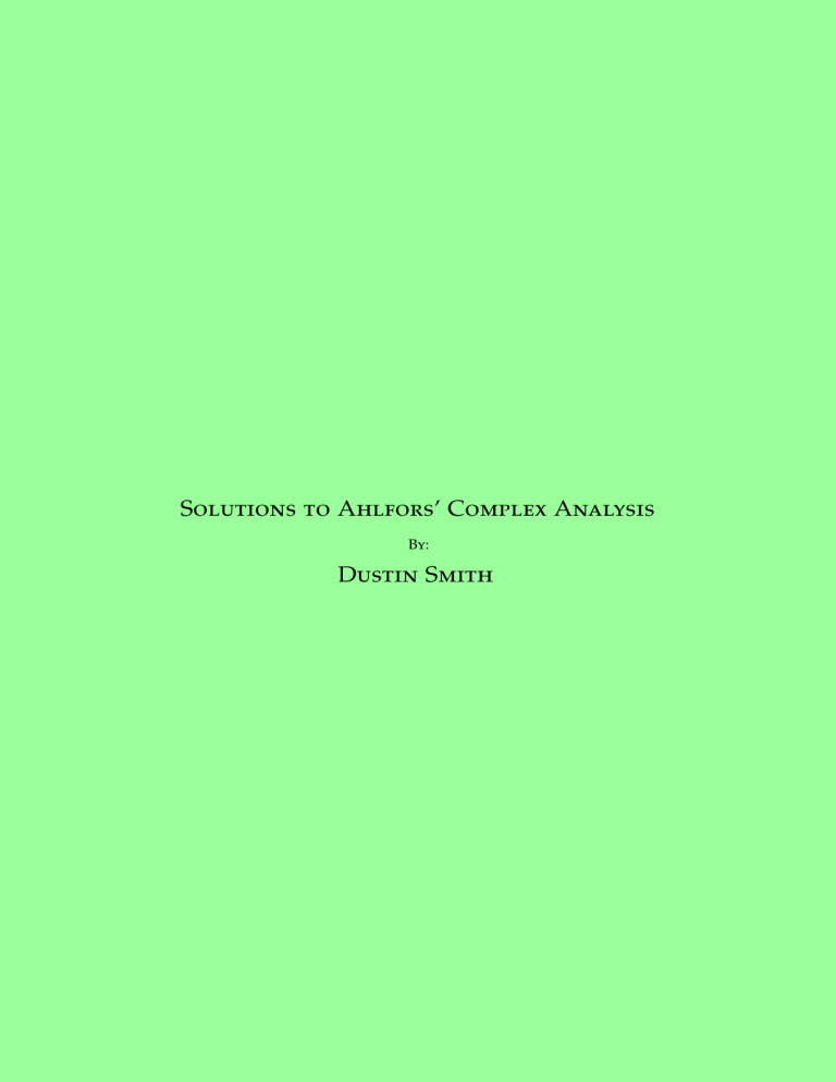 Ahlfors' Complex Analysis Solutions Manual