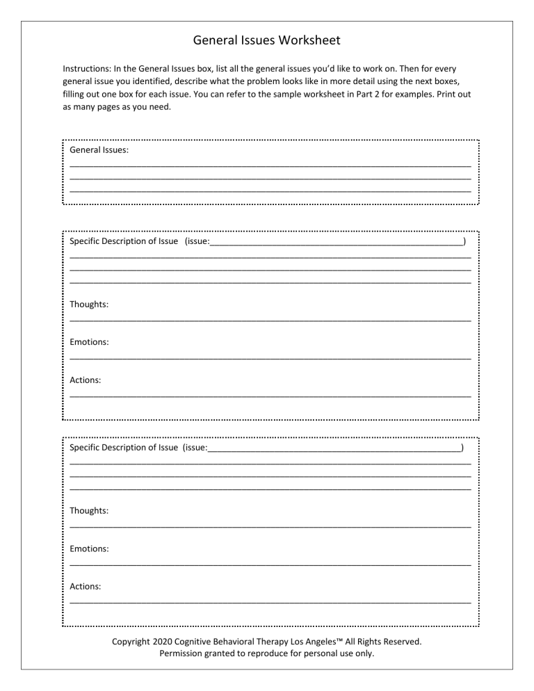 General Issues Worksheet