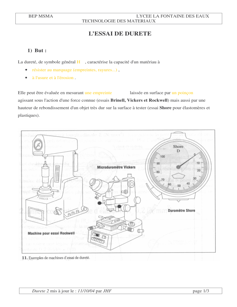 Essai de Dureté des Matériaux: Brinell, Vickers, Rockwell