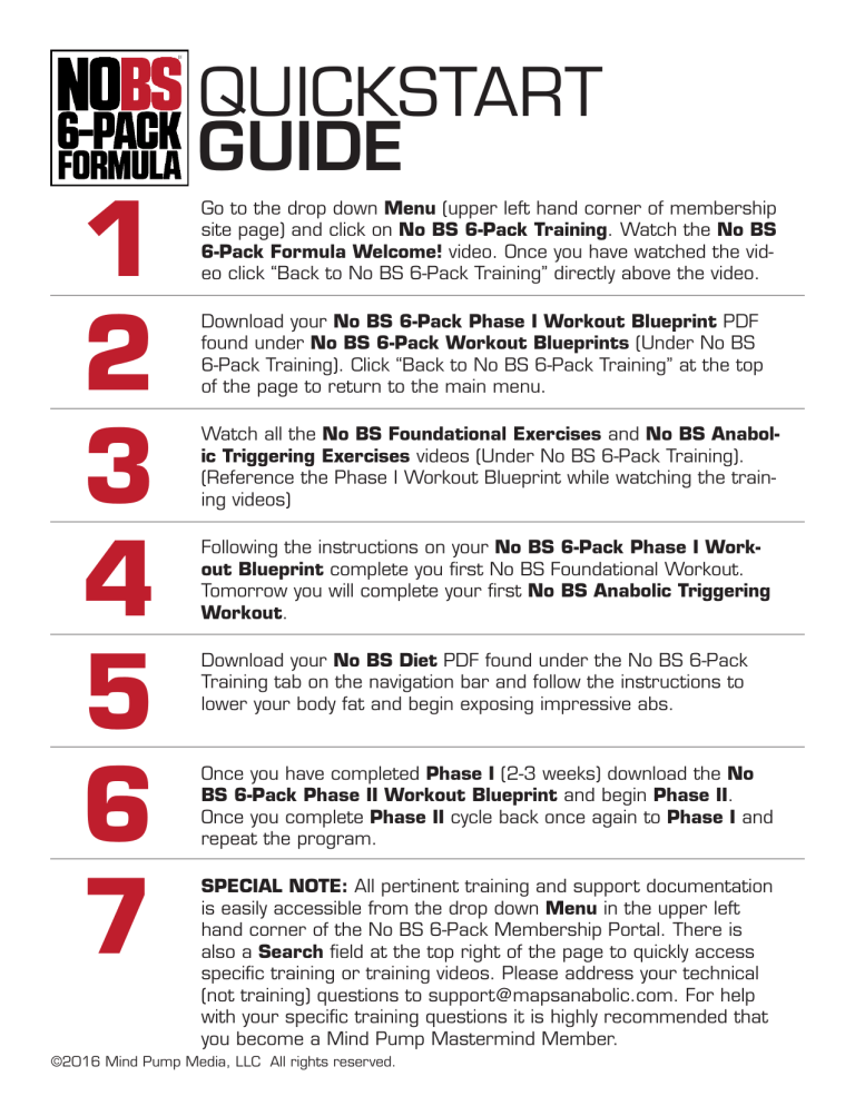No BS 6-Pack Training Quick Start Guide