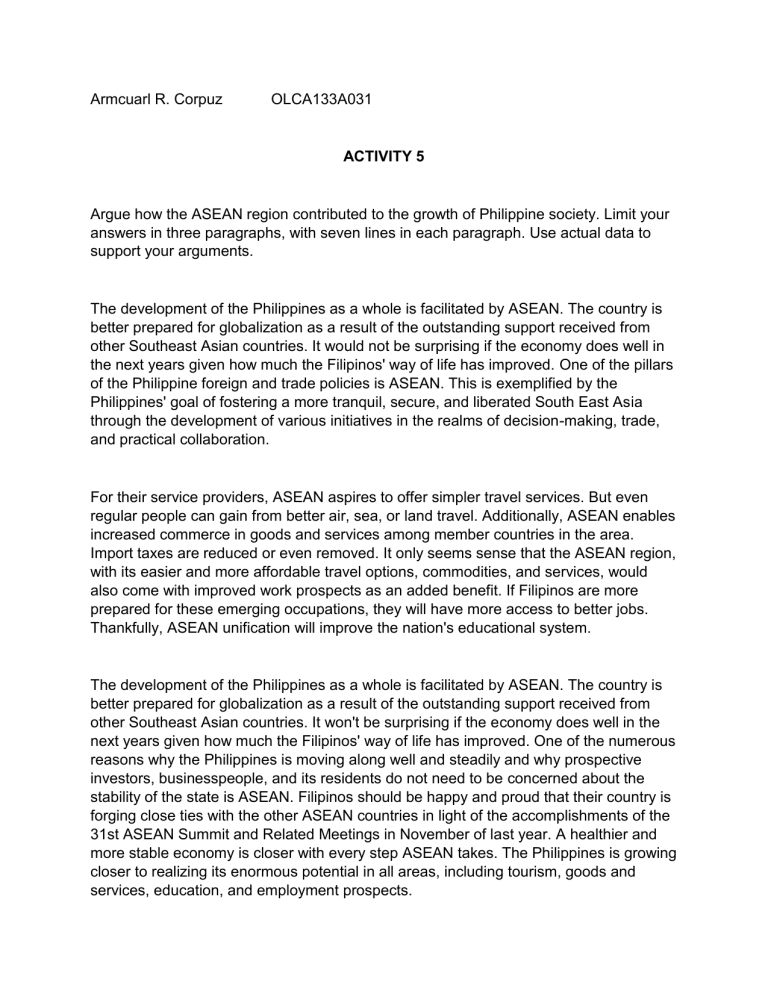 ASEAN's Impact on Philippine Society