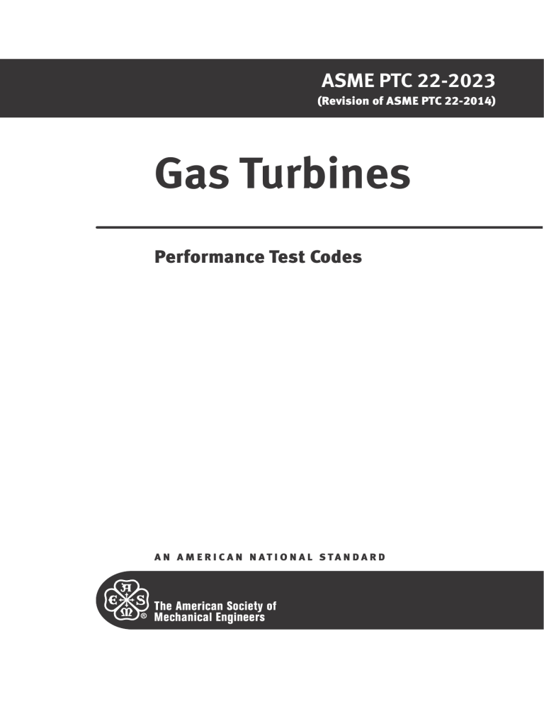 ASME PTC 22-2023 Gas Turbine Performance Test Code