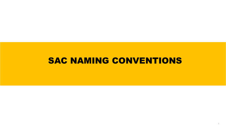 SAC Naming Conventions: Models, Stories, Transport Process