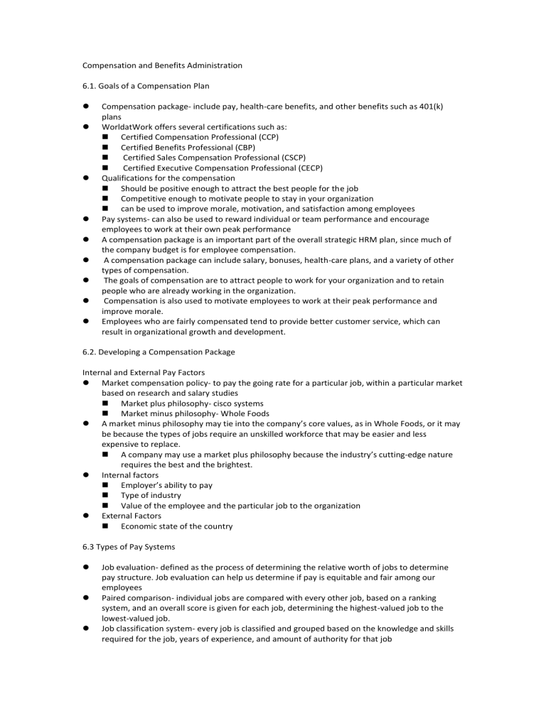 Compensation & Benefits Administration: Textbook Chapter