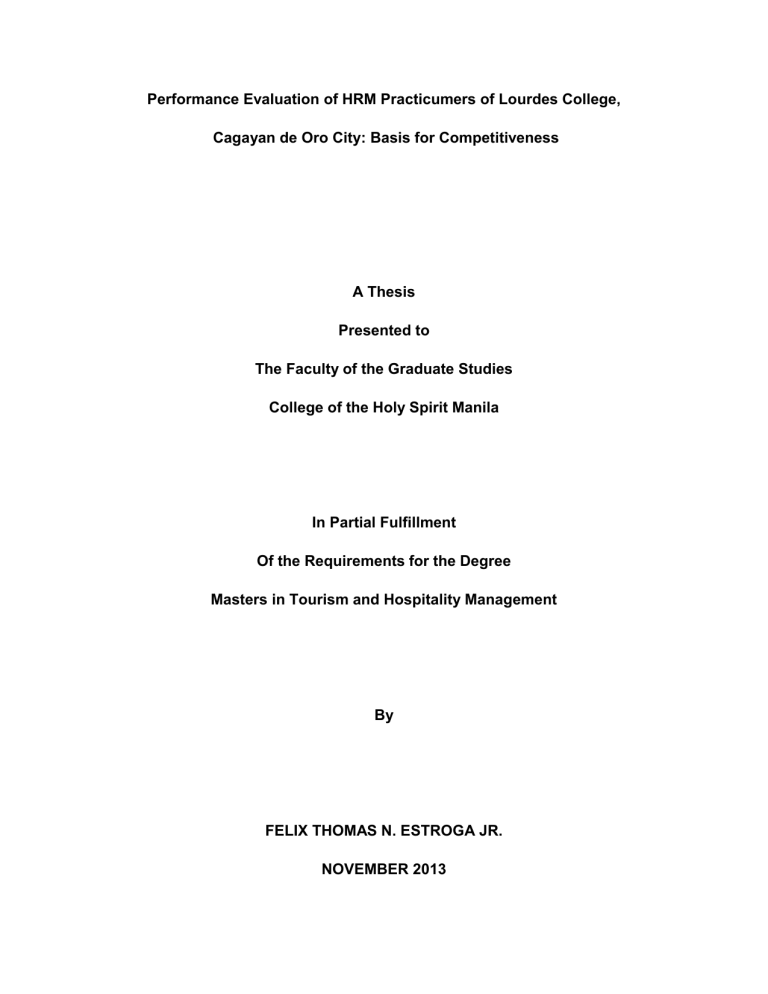 HRM Practicum Performance Evaluation Thesis
