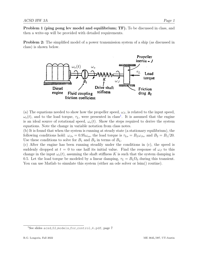 ACSD HW 3A: Control Systems Homework