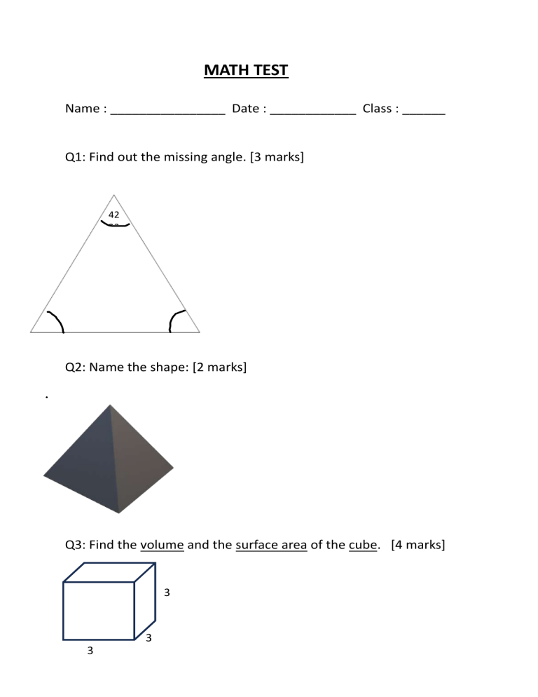 Math Test: Geometry Basics