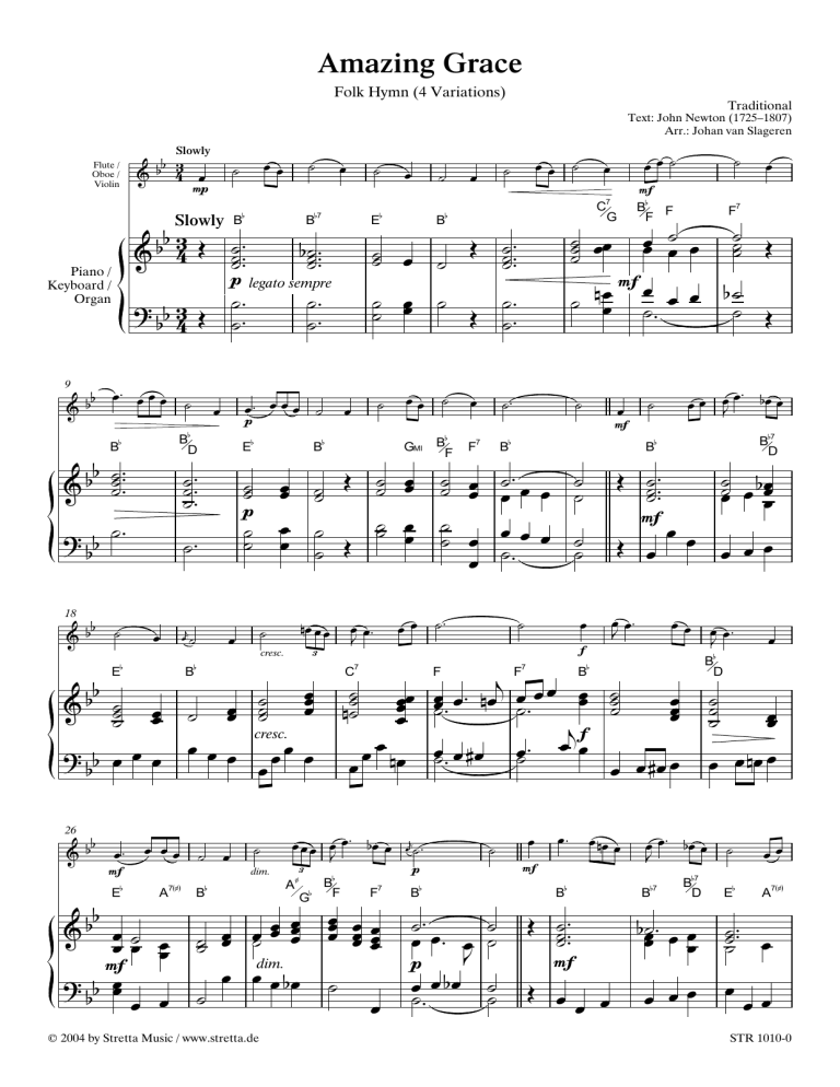 Amazing Grace Sheet Music: Folk Hymn Variations