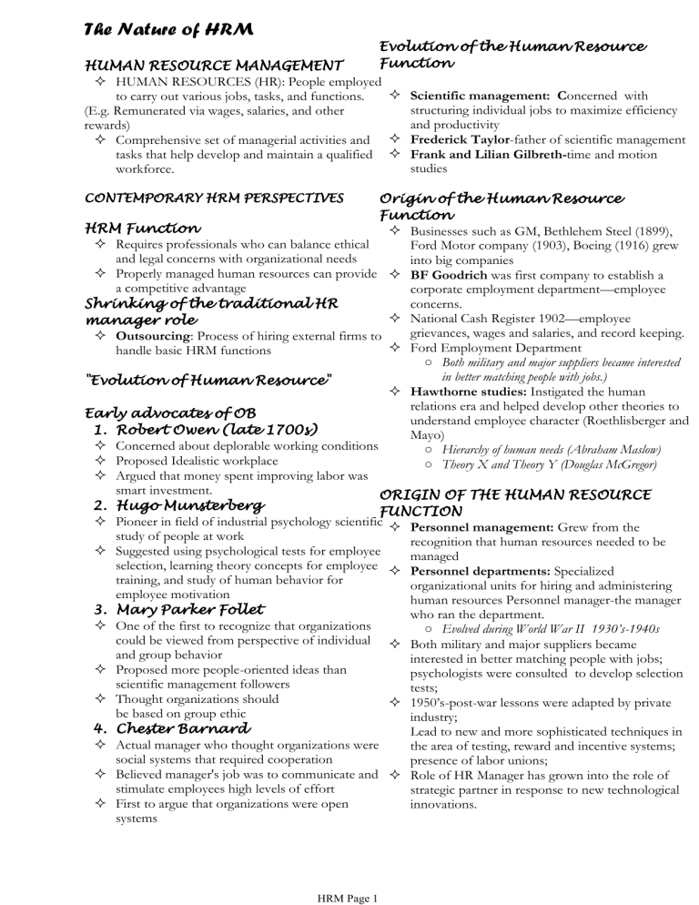 Human Resource Management (HRM) Overview