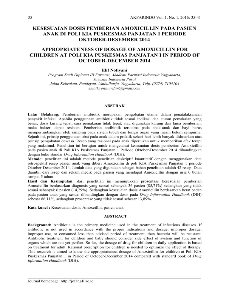 Kesesuaian Dosis Amoxicillin pada Anak