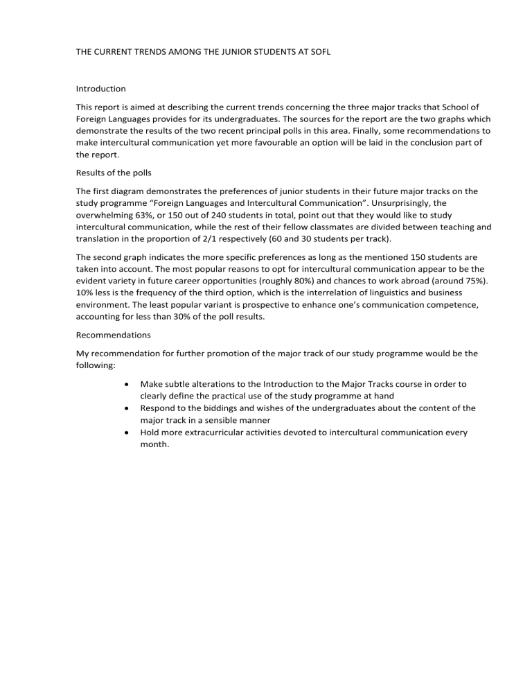 SOFL Junior Student Trends: Major Track Preferences