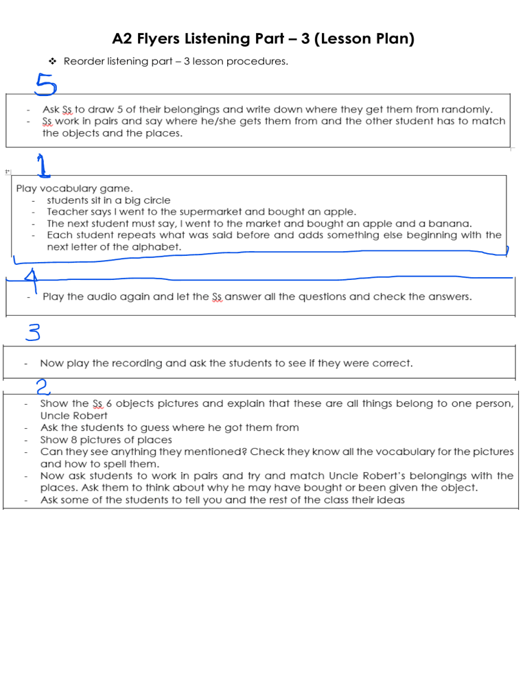 A2 Flyers Listening Lesson Plan Part 3