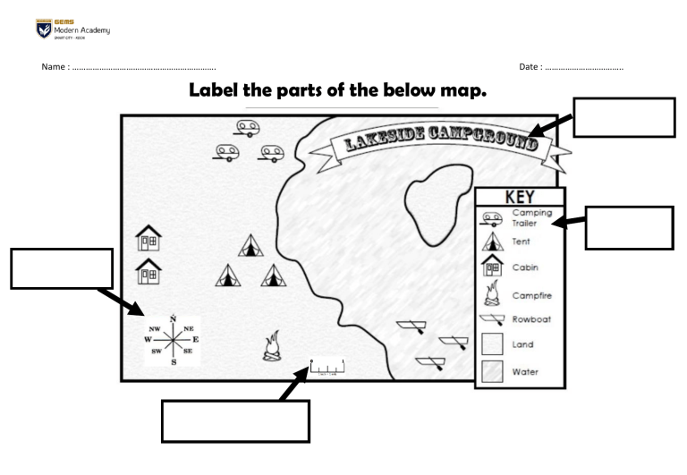 Map Skills Worksheet: Lakeside Campground
