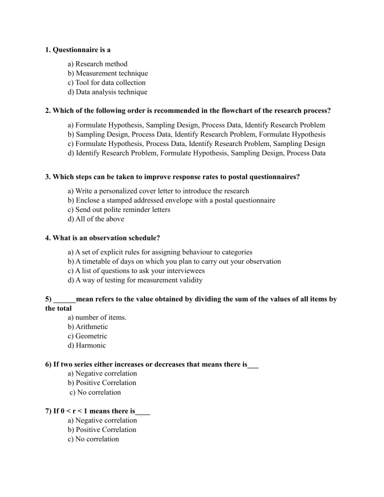 Research Methods & Statistics Quiz