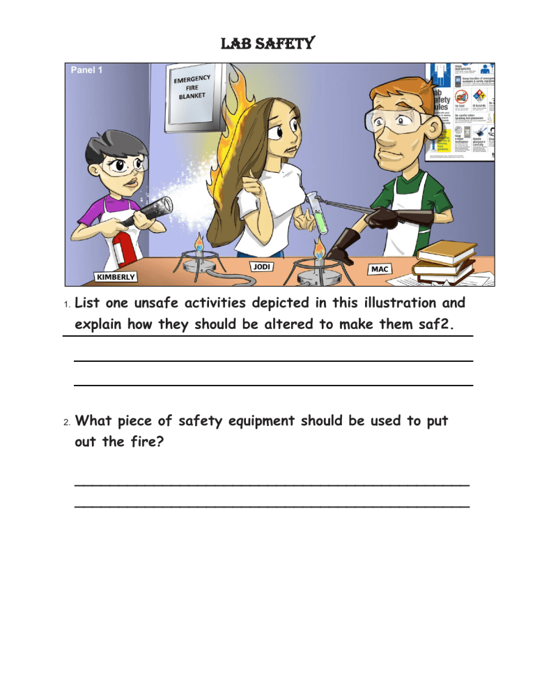 Lab Safety Worksheet: Identify Unsafe Practices