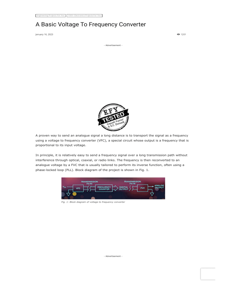 Basic Voltage to Frequency Converter Project