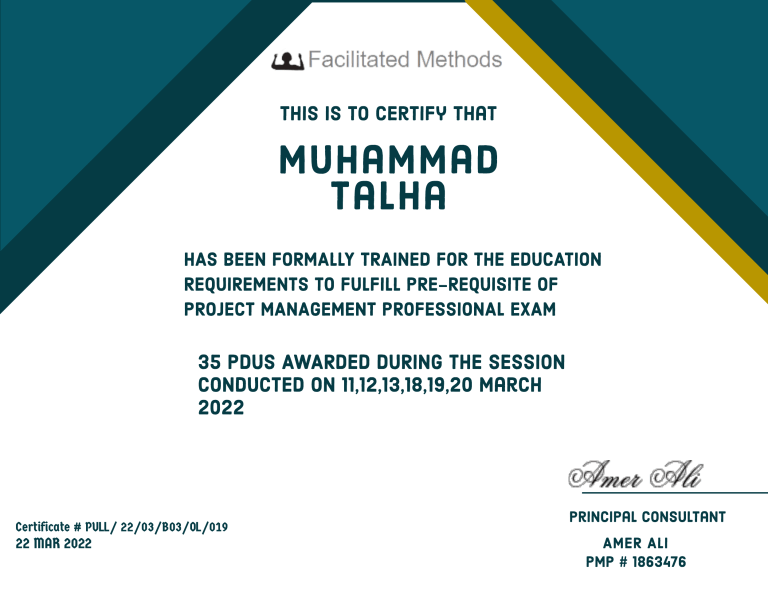 Project Management Training Certificate