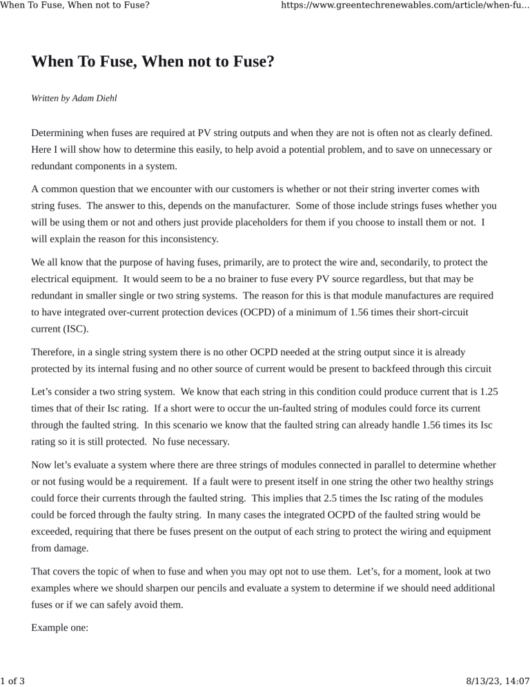 When to Fuse PV Strings: A Guide