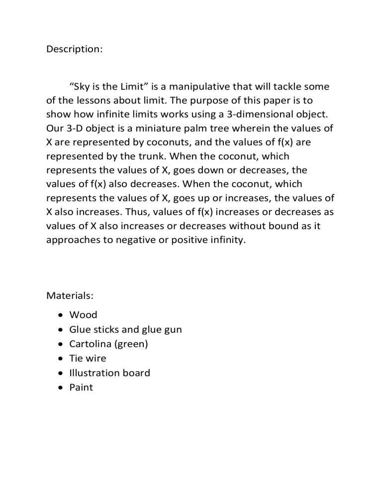 Infinite Limits Explained with 3D Palm Tree Model
