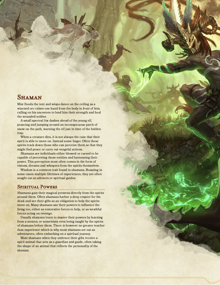 Shaman Class Guide for RPGs