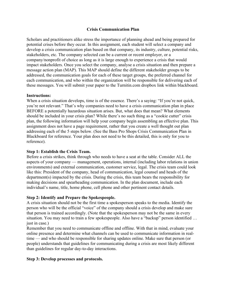 Crisis Communication Plan Assignment: Instructions & Steps