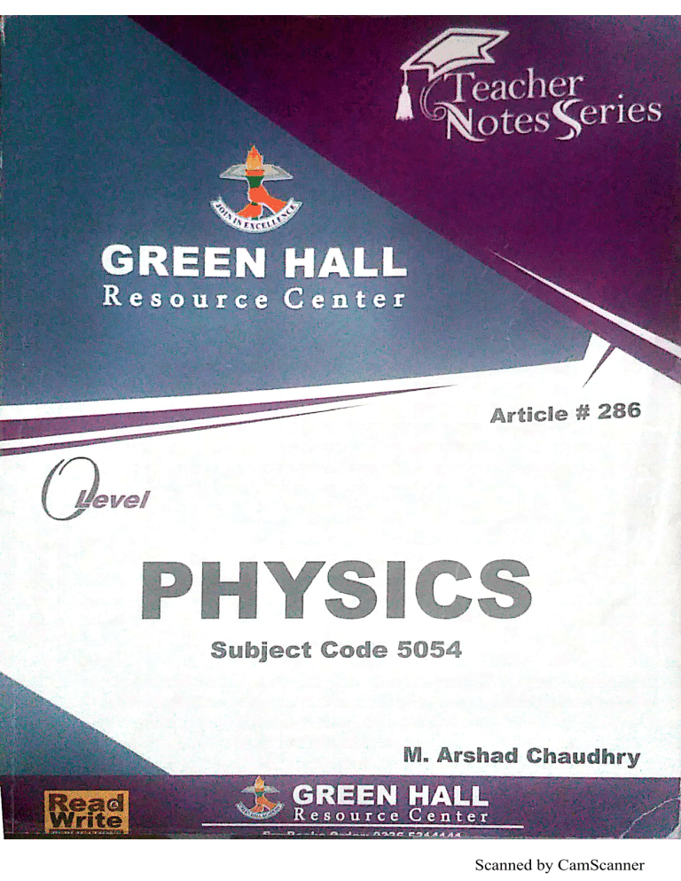 O Level Physics Notes: Subject Code 5054