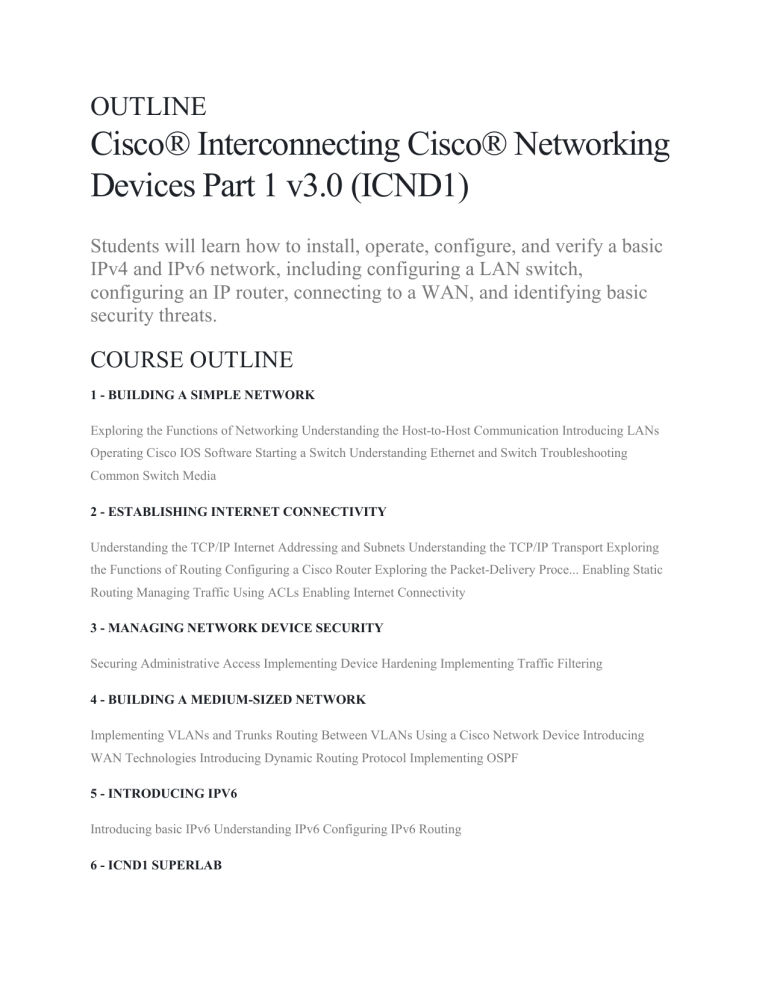 Cisco ICND1 & ICND2 Course Outline: Networking Certification