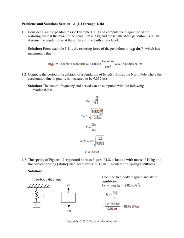 Solutions Manual: Simple Harmonic Motion & Oscillations