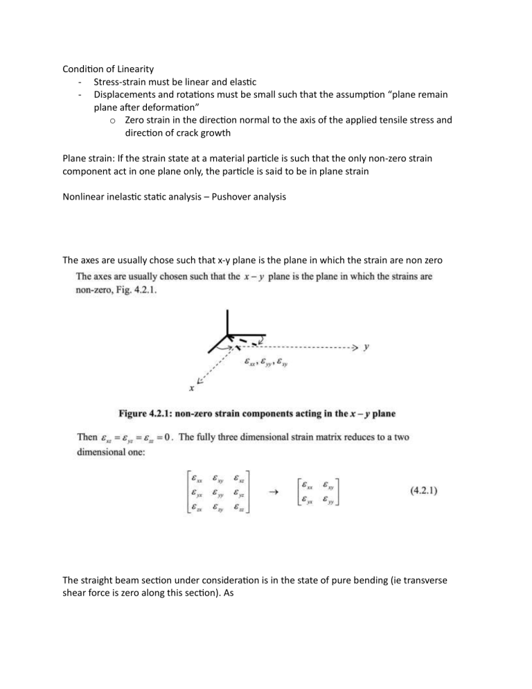 Linearity, Strain, Nonlinear Analysis in Structural Mechanics