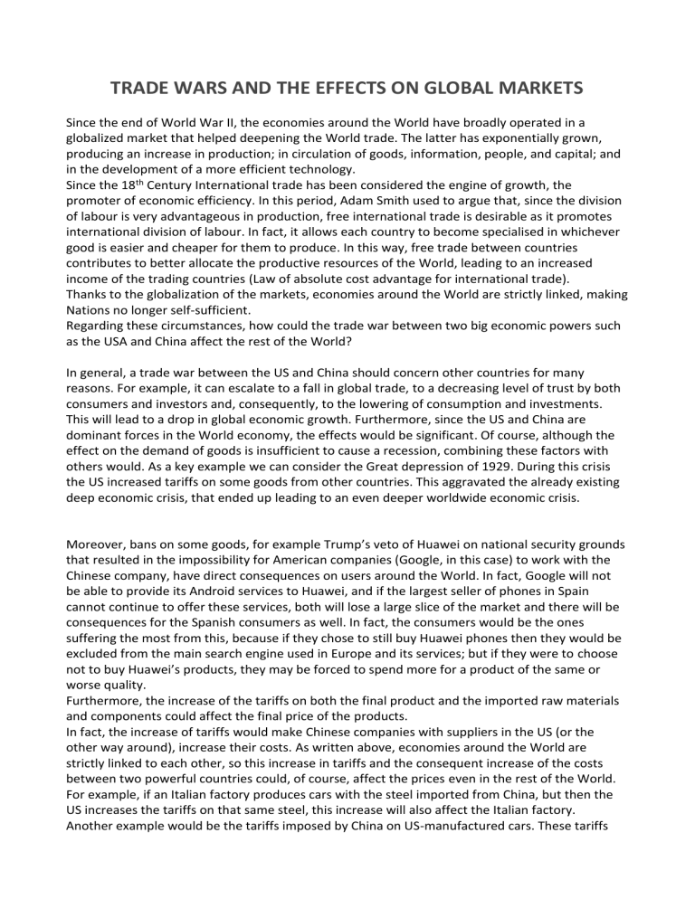 Trade Wars & Global Market Effects: US-China Impact