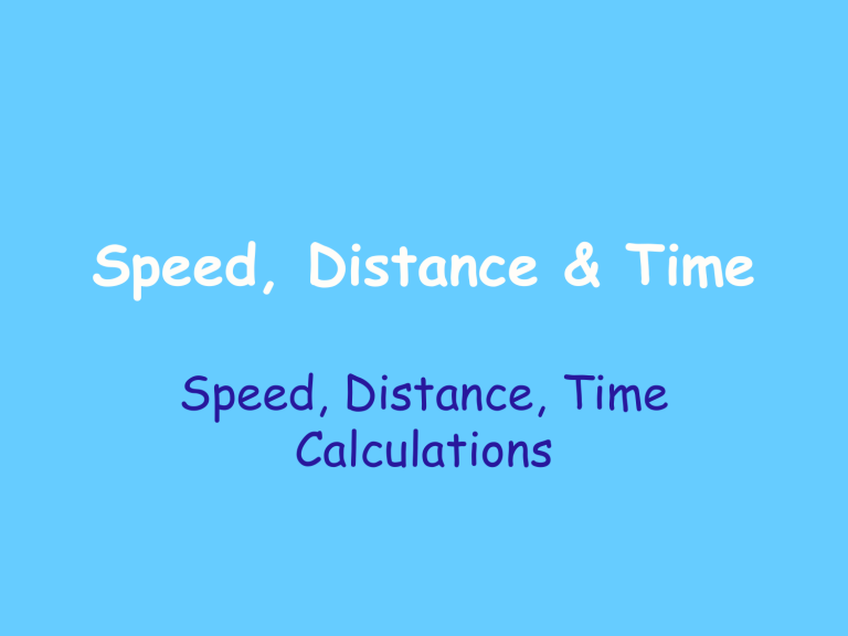 Speed, Distance, Time Calculations Lesson