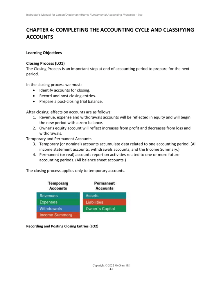 Accounting Cycle & Account Classification Instructor's Manual