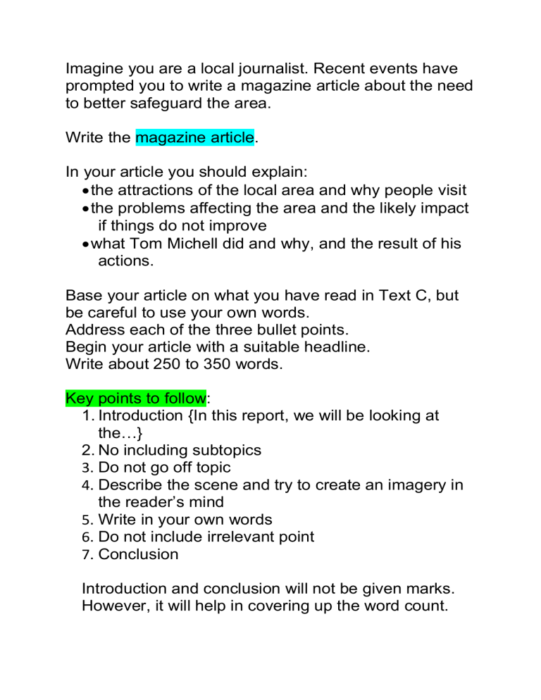 Magazine Article Writing Prompt: Local Area Safety