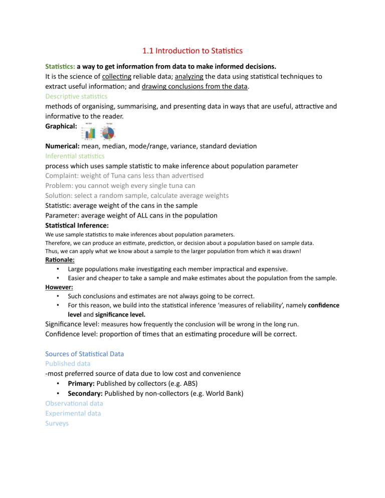 Intro to Statistics: Descriptive & Inferential Methods