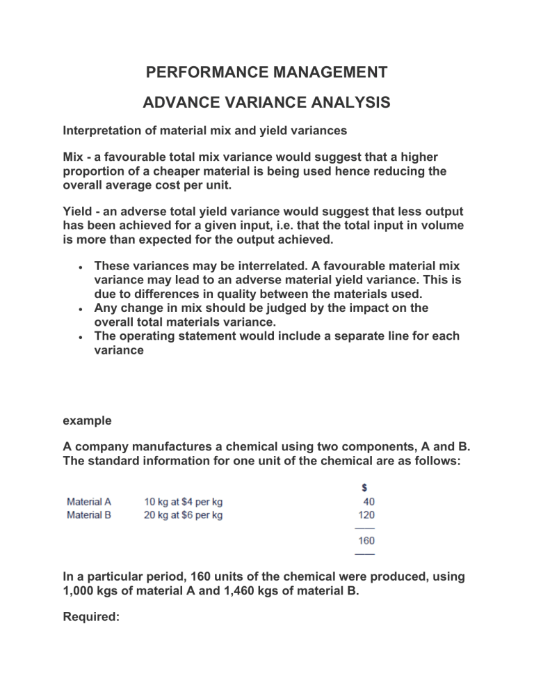 Performance Management: Variance Analysis