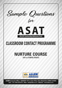 ALLEN ASAT Class XI Syllabus & Exam Pattern