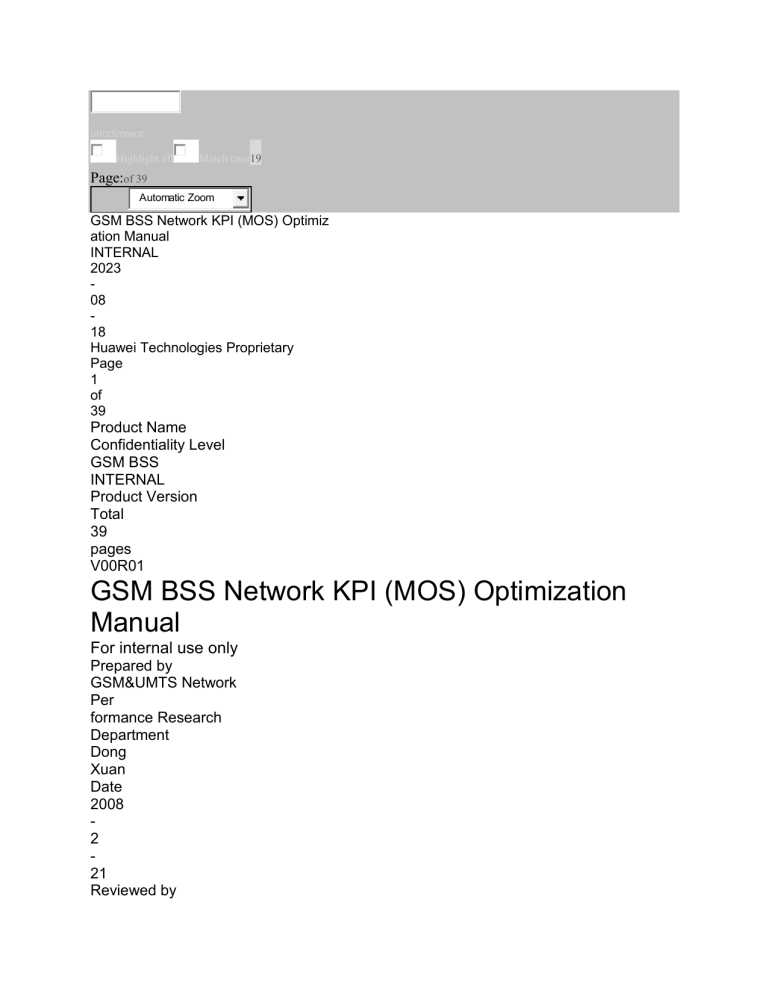 GSM BSS Network KPI (MOS) Optimization Manual