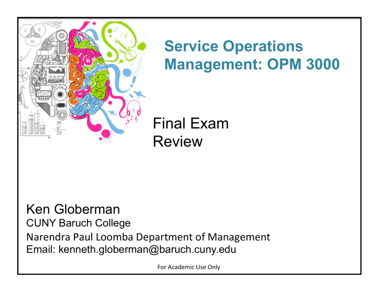 Service Operations Management Final Exam Review