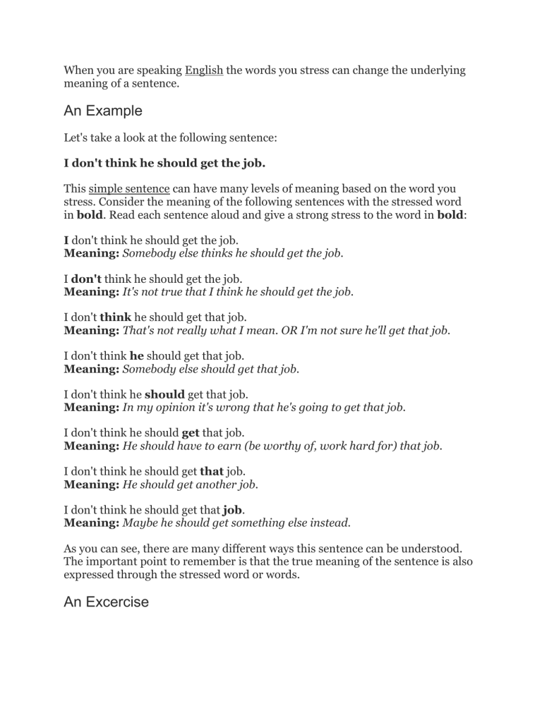 English Word Stress: Meaning and Exercises