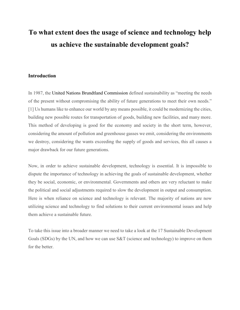 Science & Tech for Sustainable Development Goals