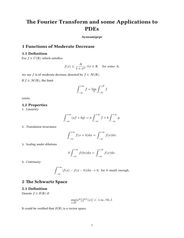 Fourier Transform & PDEs: Lecture Notes