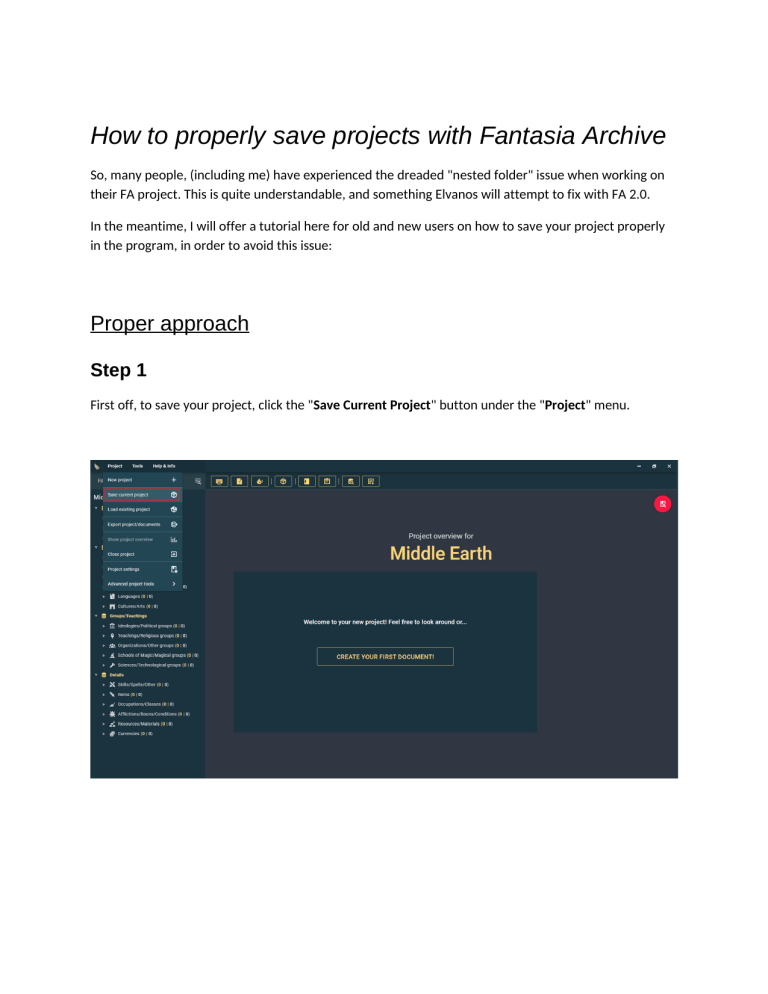 Fantasia Archive Project Saving Tutorial
