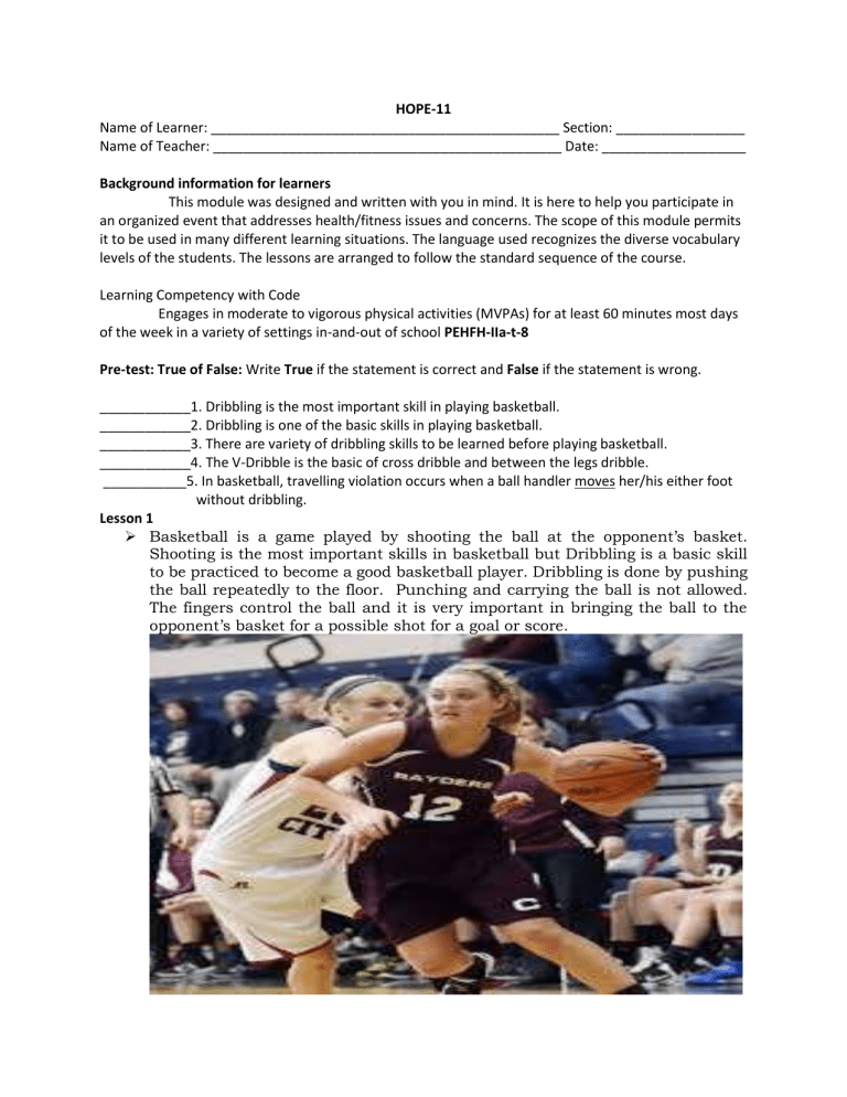 Basketball Skills Module: Dribbling & Shooting