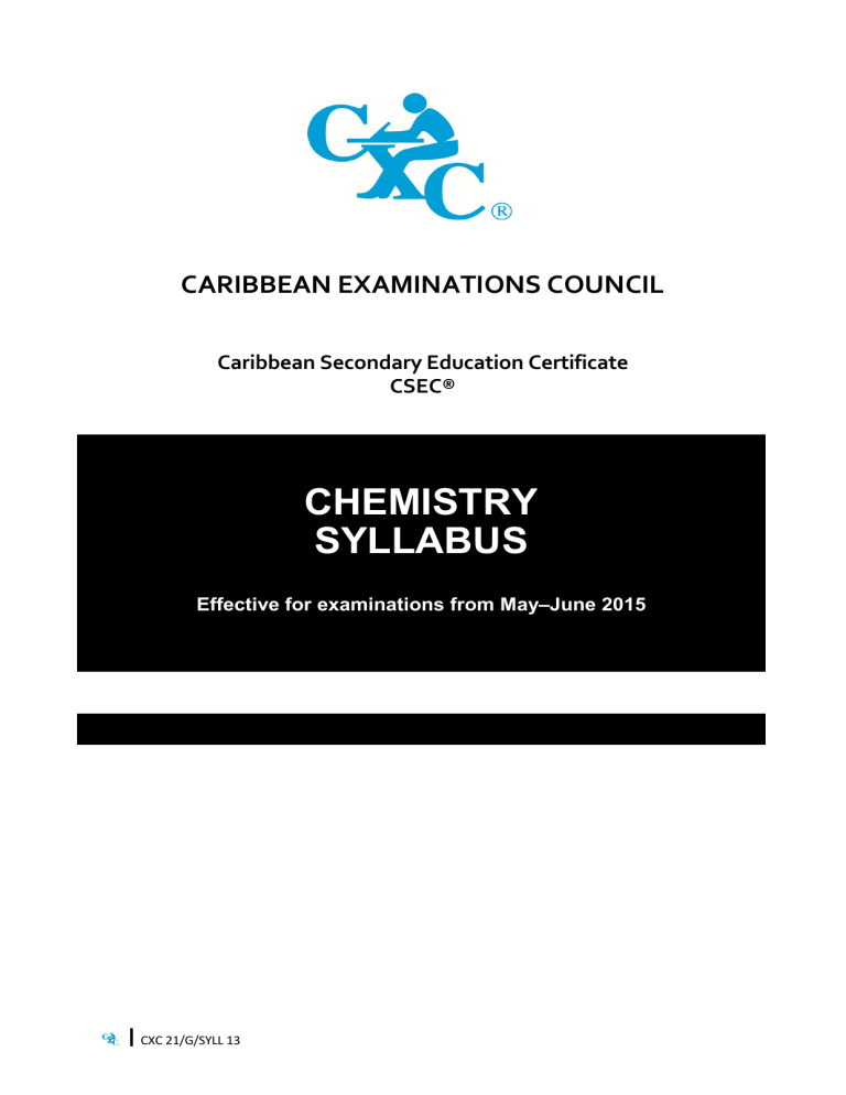 CSEC Chemistry Syllabus (2015): Caribbean Examinations Council