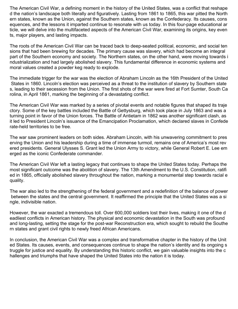 American Civil War: Origins, Battles, and Legacy