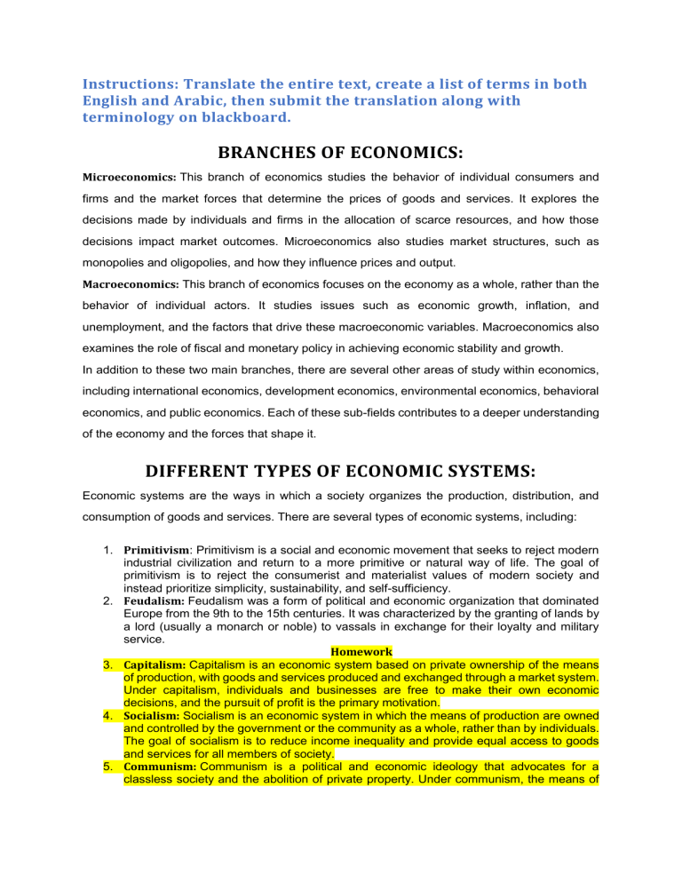 Economics Branches & Systems: An Overview