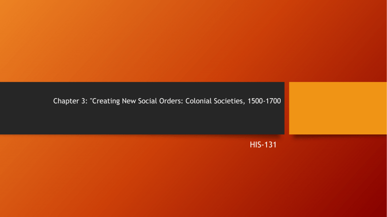 Colonial Societies 1500-1700: History Presentation
