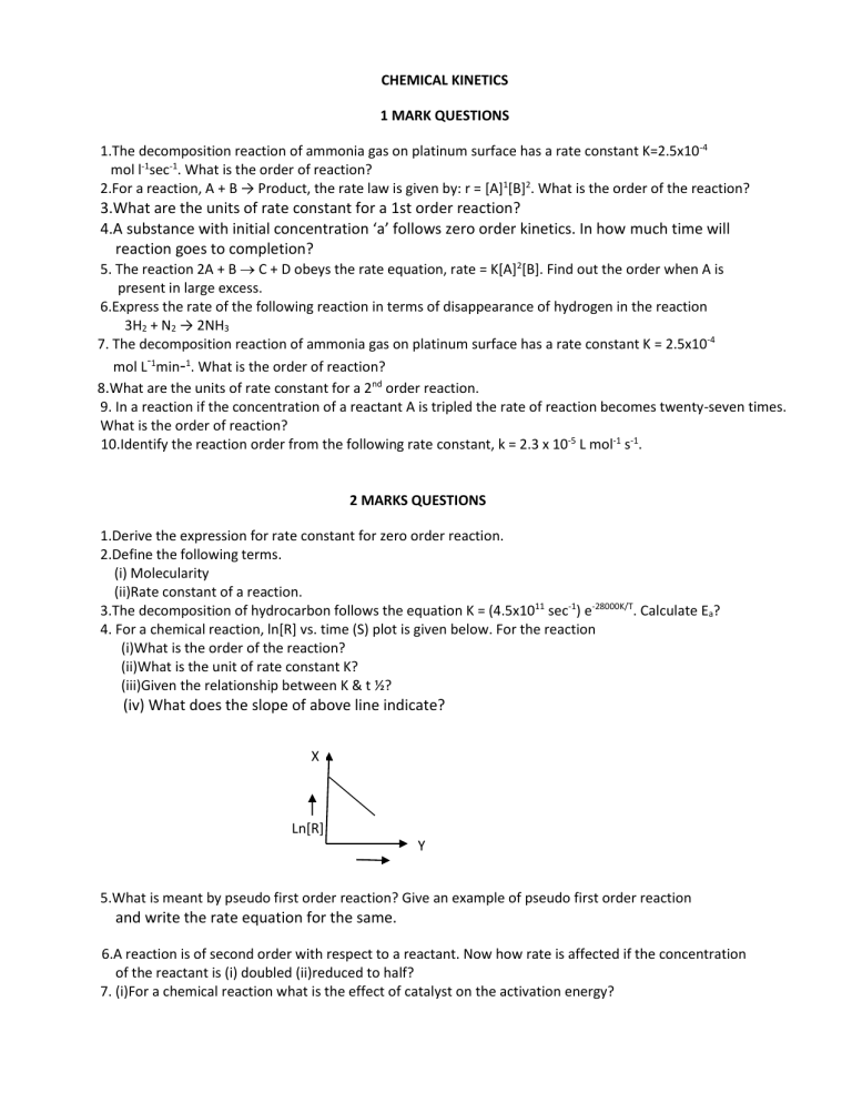 Chemical Kinetics Worksheet: Practice Questions