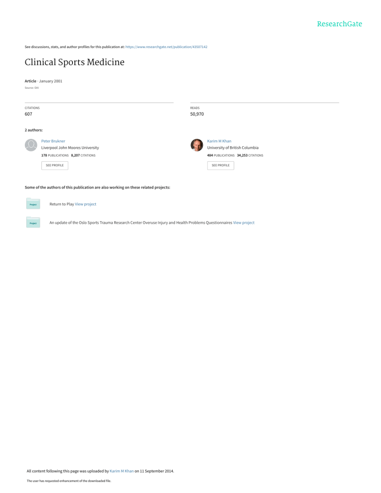 Clinical Sports Medicine Article - Overview