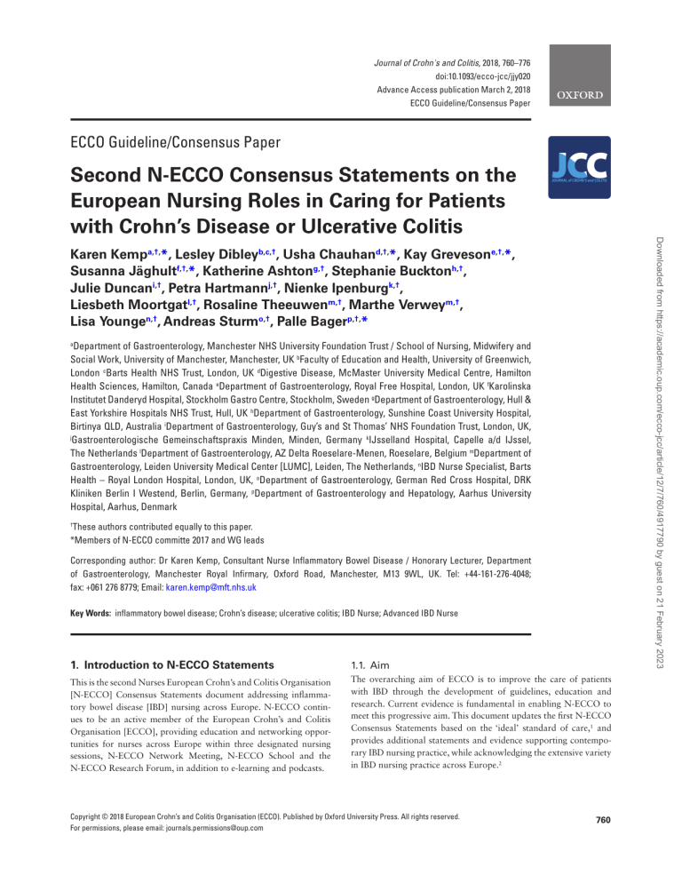 IBD Nursing: N-ECCO Consensus Statements on Crohn's & Colitis